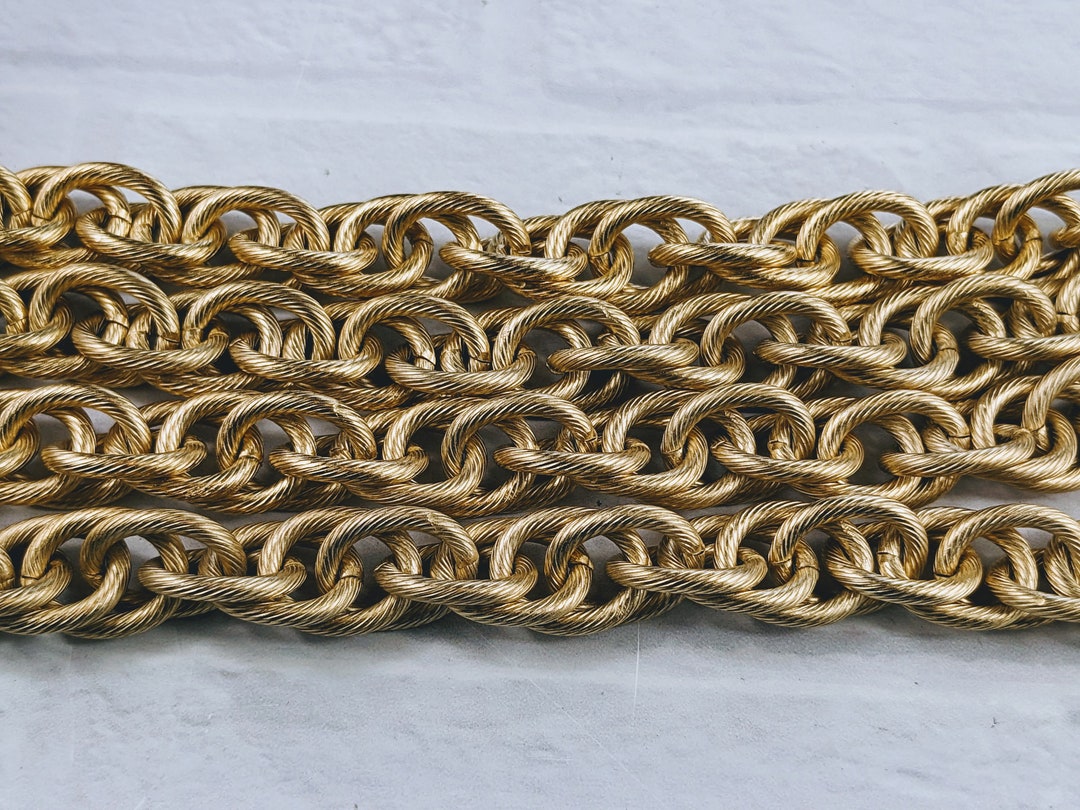 Matte Gold Textured Large Rope Chain, Links, 14x12mm, Heavy Gauge, 1ft ...