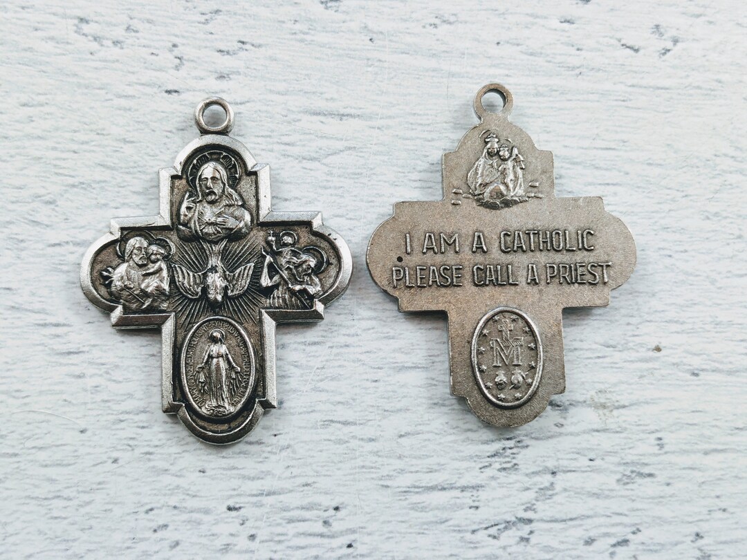 Antique Silver Ox Virgin Mary Cross Charm, Jesus, Spiritual, Religious ...