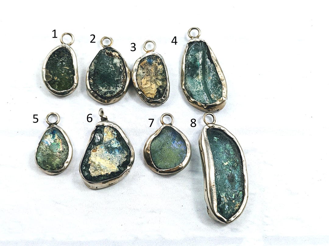 Vintage Roman Glass and Silver Soldered Charms, One of a Kind, 1pc. 25 ...