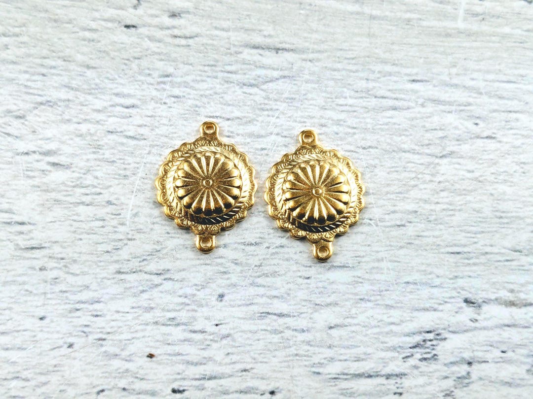 Small Matte Gold Plated Concho Connectors, Links, 2pcs. Western ...