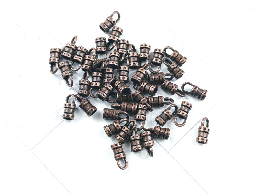 3mm Antique Copper Ox Crimp End With Loop, Leather Crimp, 10pcs. - Etsy