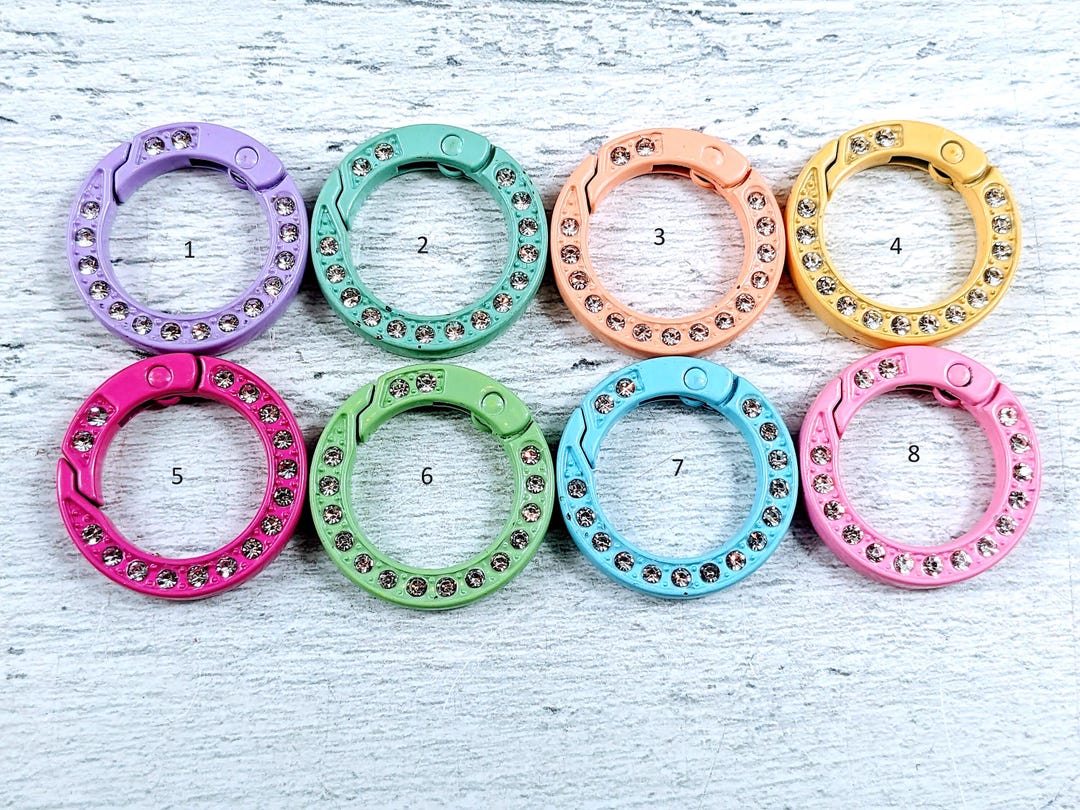 Rhinestone Inlay Large O Gate Push Clasp, Enamel Finish, 1pc. 25mm ...