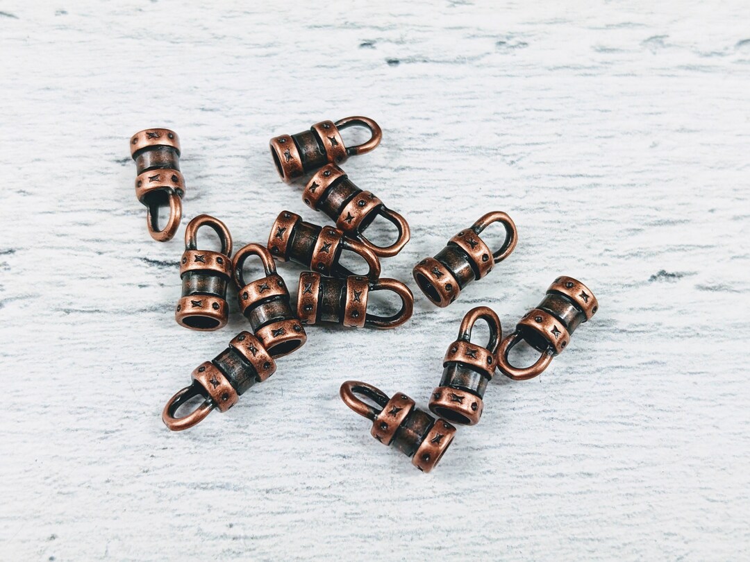 3mm Antique Copper Crimp End With Loop, Leather Crimp, 10pcs. - Etsy