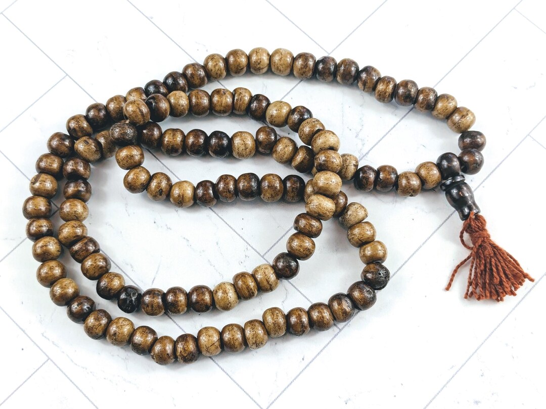 10mm Antiqued Water Buffalo Bone Rondelle Beads, Mala Beads, 33" 1 ...