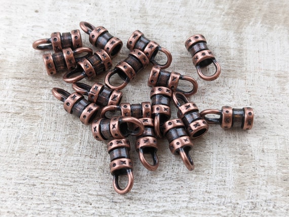 3mm Antique Copper Crimp End With Loop Leather Crimp 10pcs. - Etsy