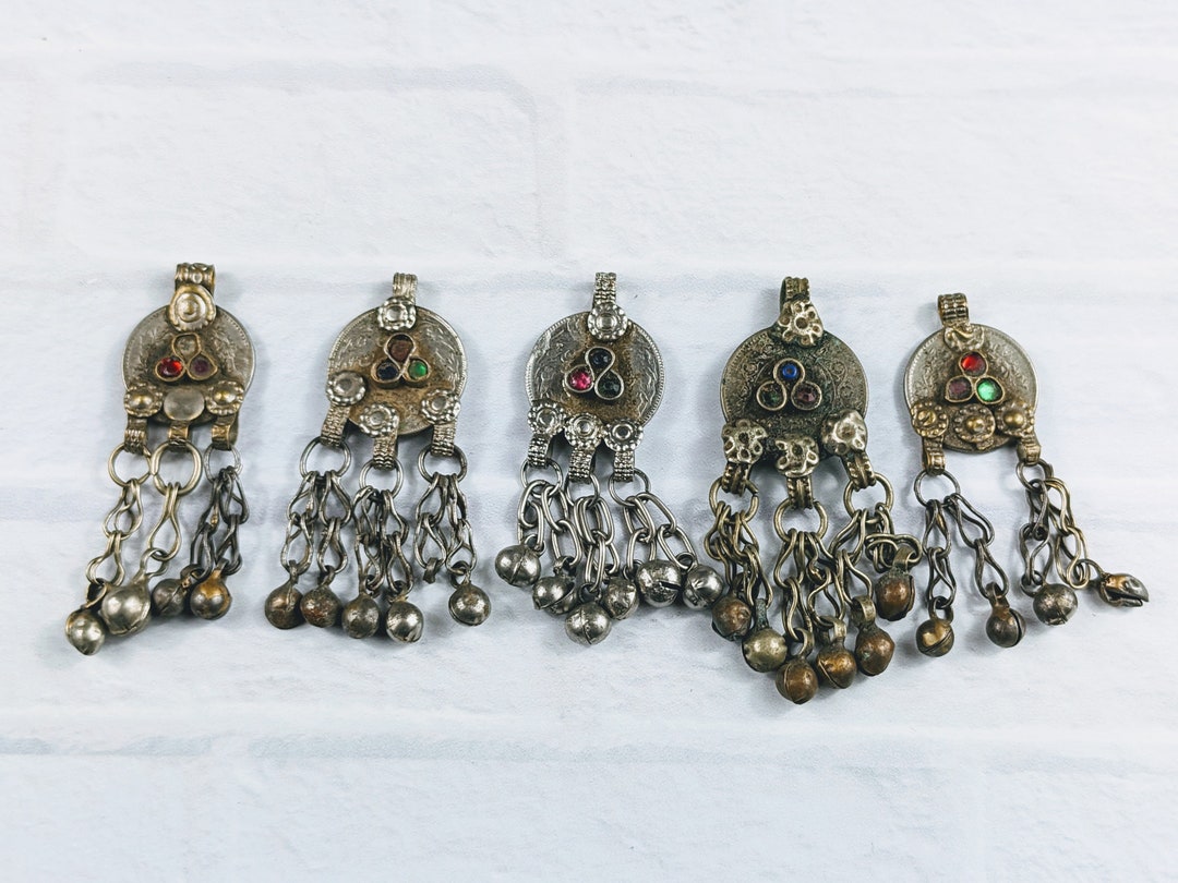 Vintage Coin Kuchi Pendants, Ethnic, Afghan, Afghani, 5pcs. Embossed ...