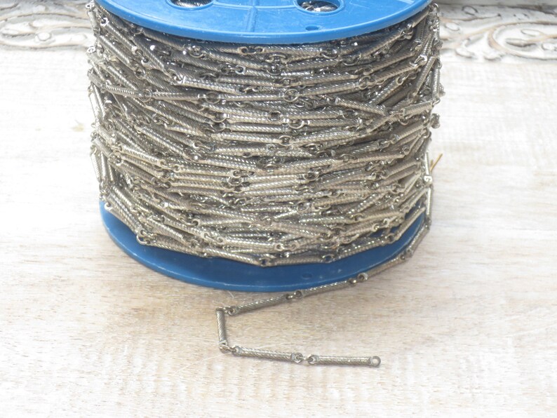 Antique Silver Link and Bar Dynamite Textured Chain - Etsy