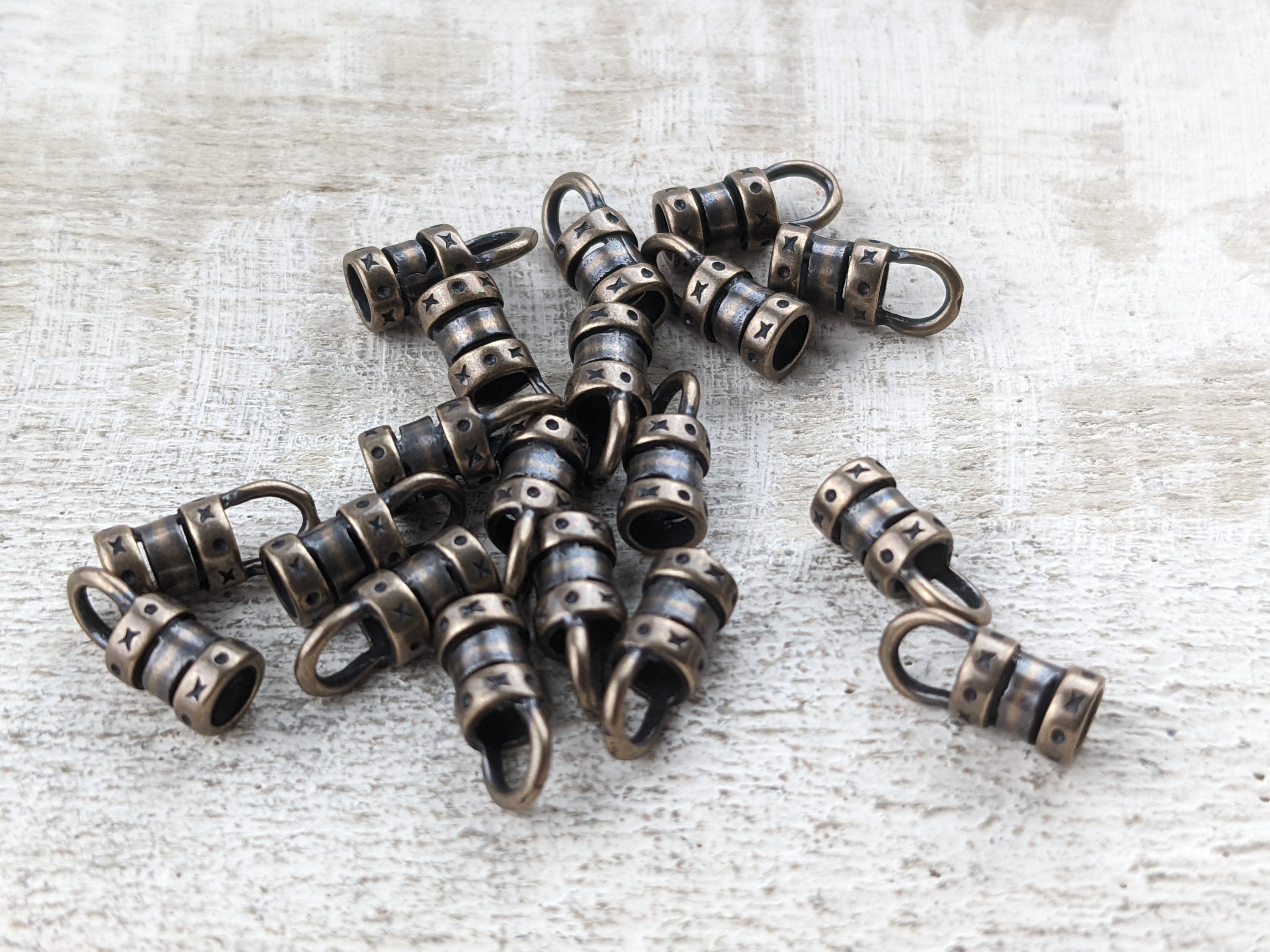 3mm Antique Brass Crimp End With Loop Leather Crimp 10pcs. - Etsy