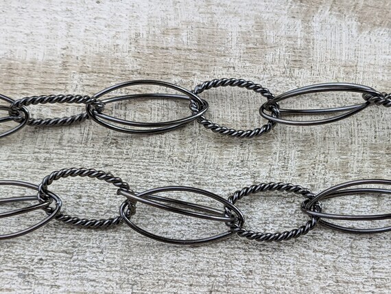Gunmetal Plated Double Link and Twisted Cable Chain 19x13mm - Etsy