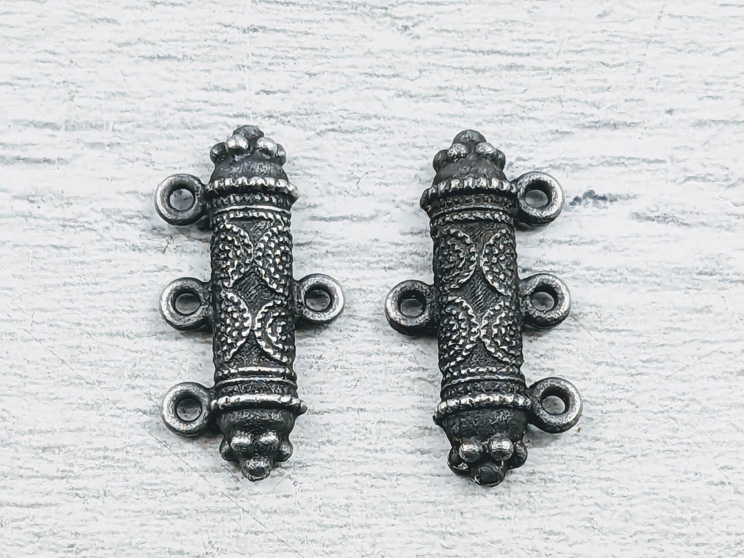 Rustic Ornate 3 Strand Connector Clasps, 2pcs, 1 Set, 20x16mm, 1mm Hole ...