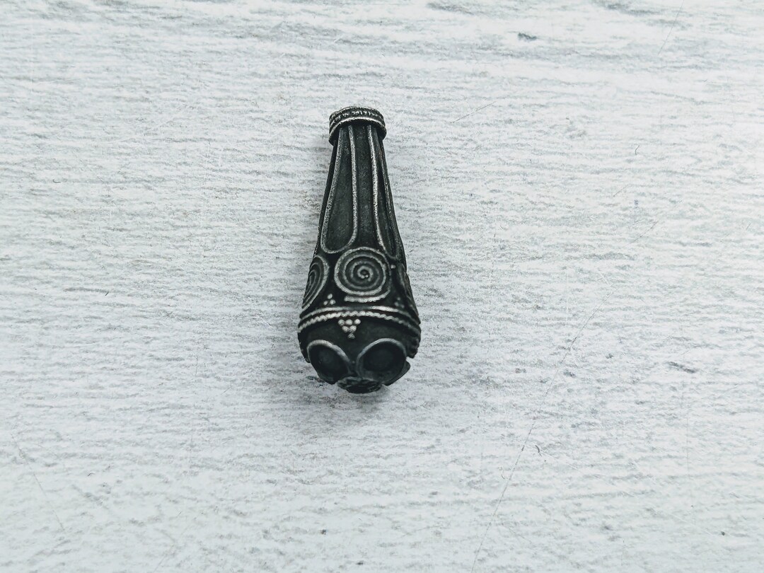 Hand Casted Ornate and Flower Teardrop Beads, 1pc. Patina Finish ...