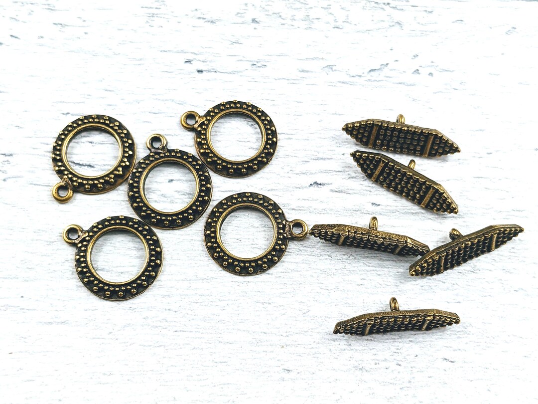 Antique Brass Plated Dotted 16mm Ornate Toggle Clasps, 5 Sets, Bar - Etsy