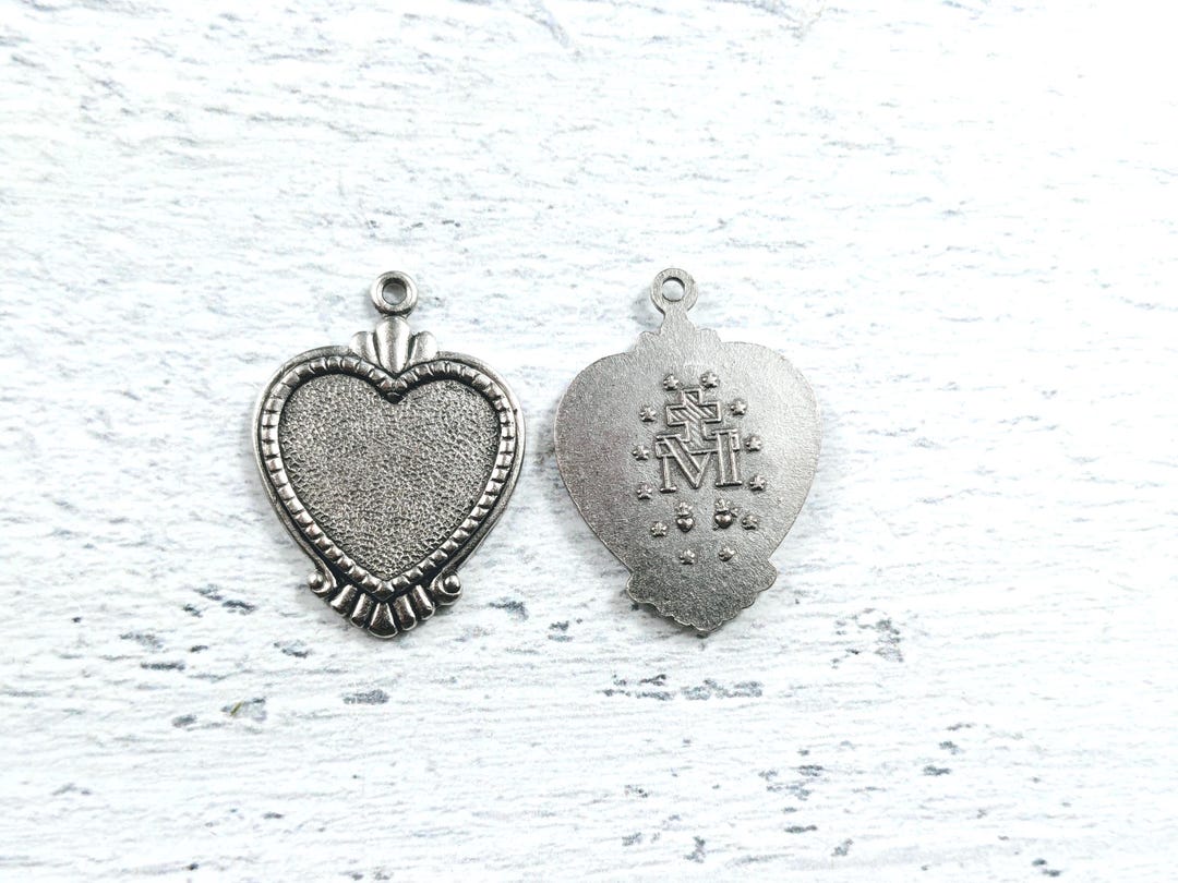 Antique Silver Ox Plated Virgin Mary Charm, Spiritual, Religious ...