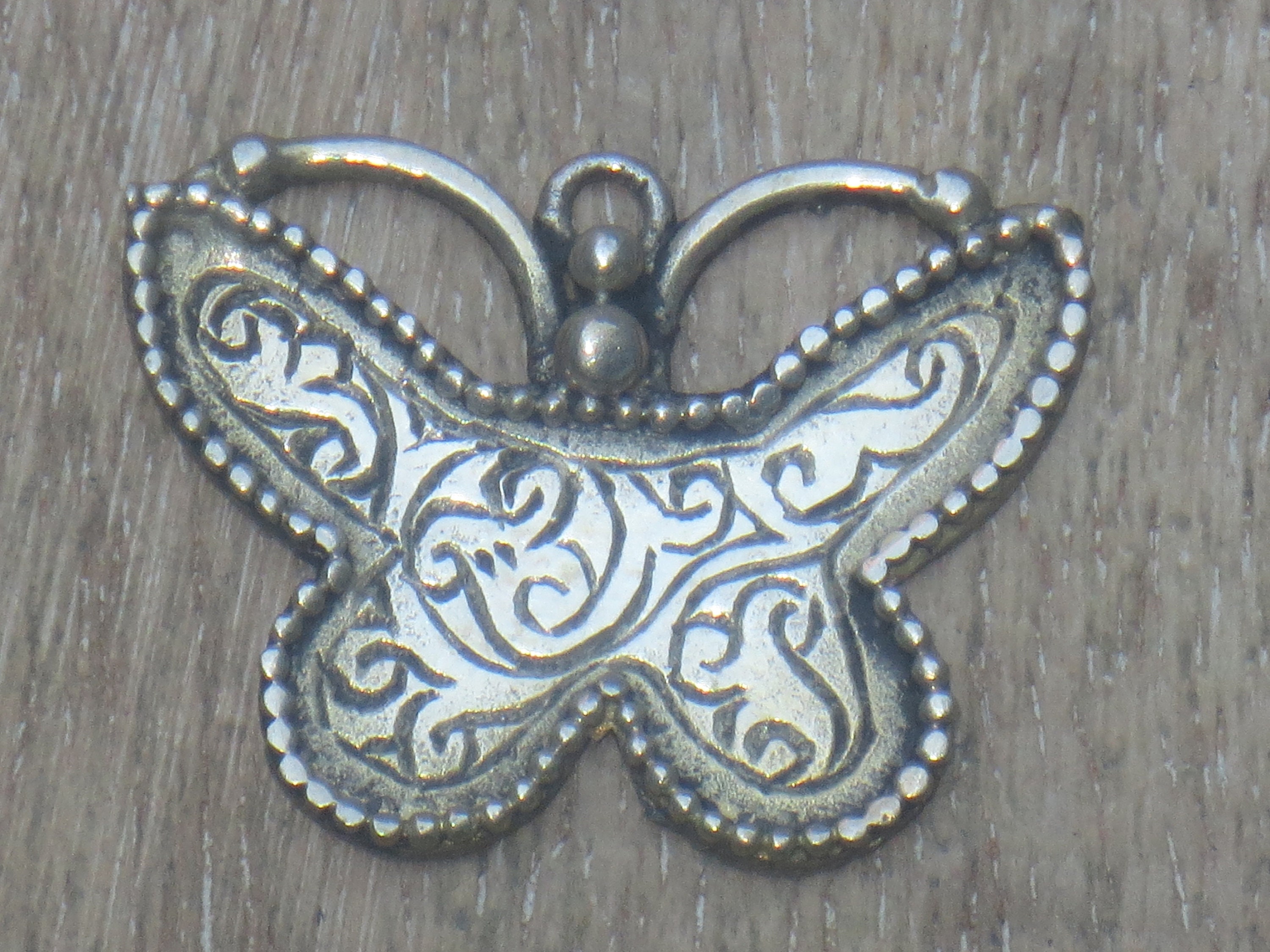 Ornate Silver Tone Brass Butterfly Pendant Charm Silver | Etsy