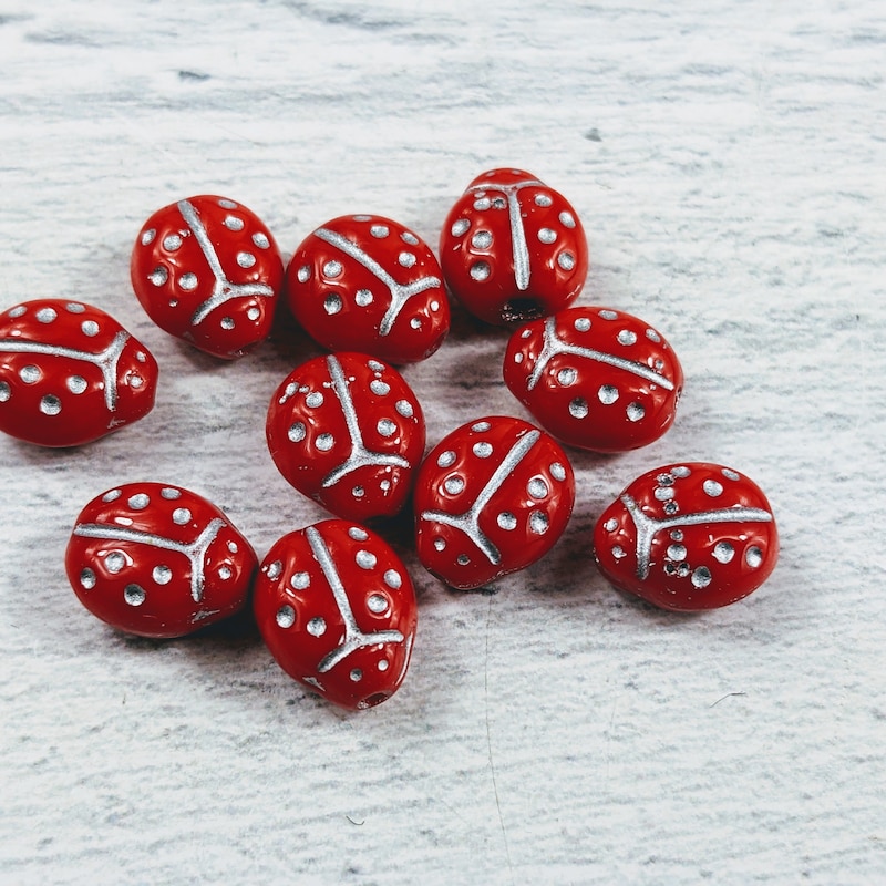 Ladybug Czech Beads - Etsy