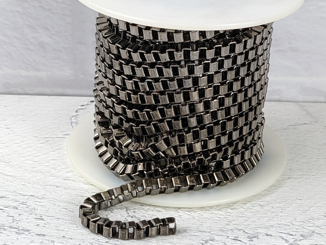 4mm Gunmetal Plated Box Chain, Link Chain - Etsy