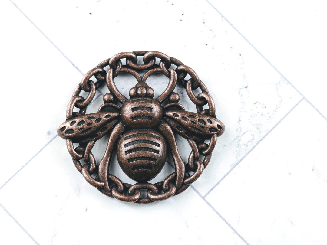 2pcs. Large Antique Copper Ox Plated Bee Pendants, 38mm Chain Link ...