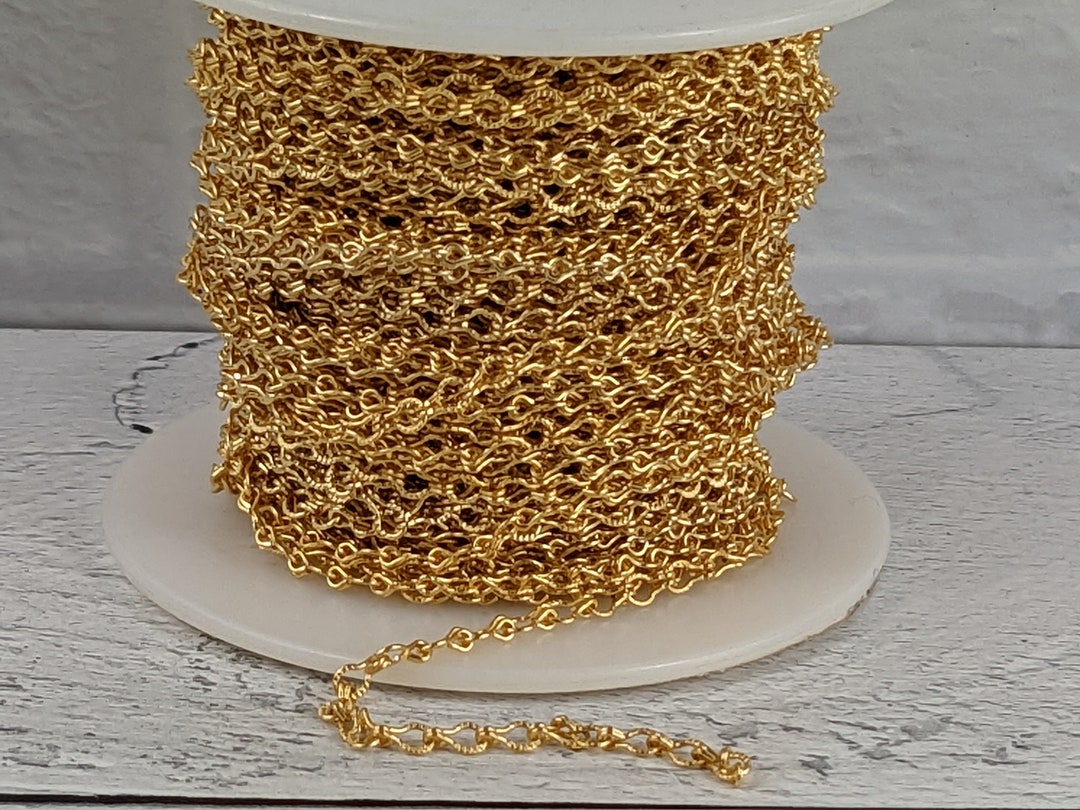 Matte Gold Textured Ladder Chain, Link Chain, Dainty, 2x5mm - Etsy