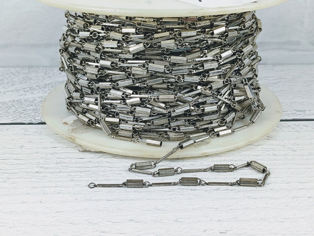 Rare Antique Silver Double Bar Chain, 10mm Bar, 7mm Bar - Etsy