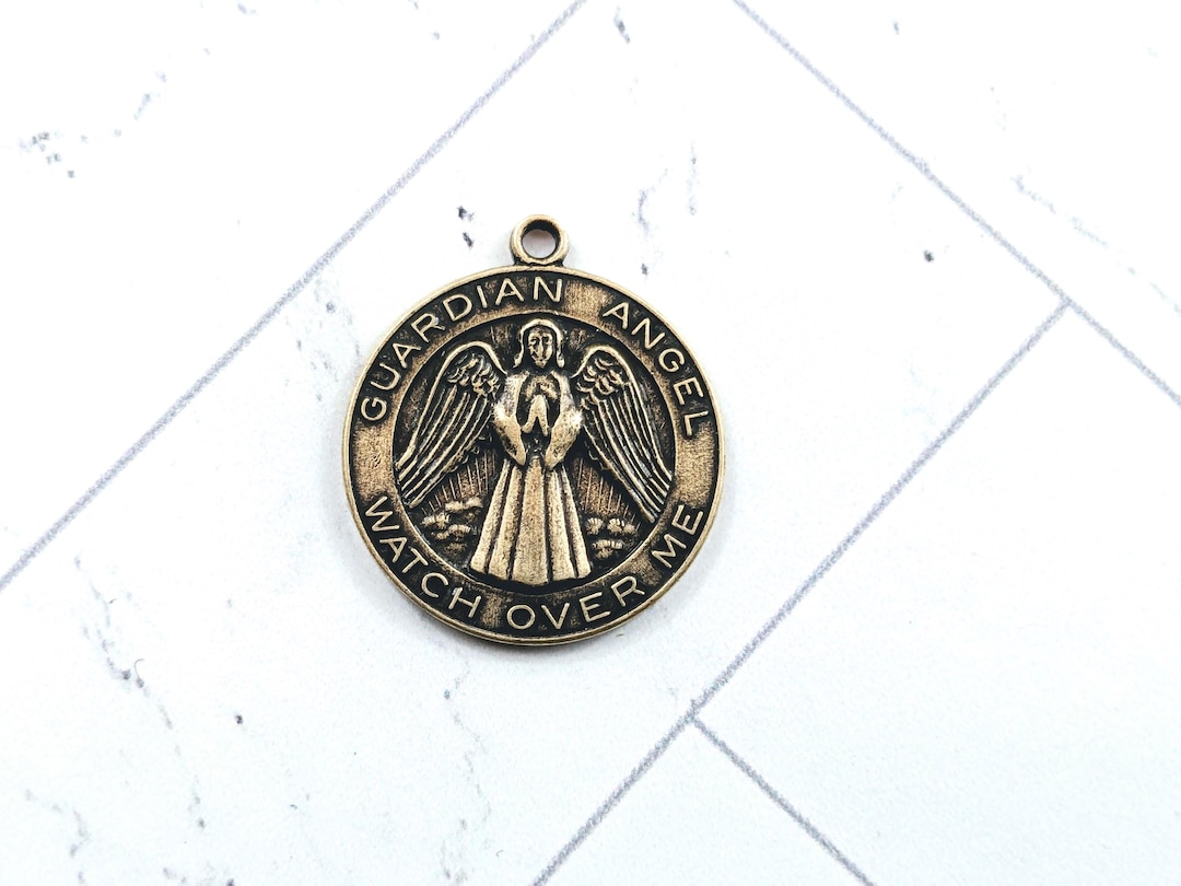 Antique Brass Ox Guardian Angel Watch Over Me Charm, 25mm, Spiritual - Etsy