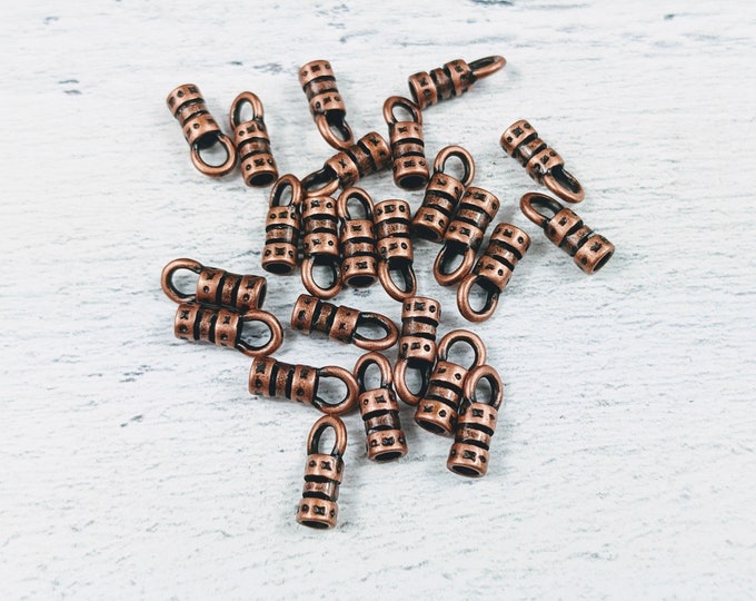 2mm Antique Copper Crimp End With Loop Leather Crimp 10pcs. - Etsy