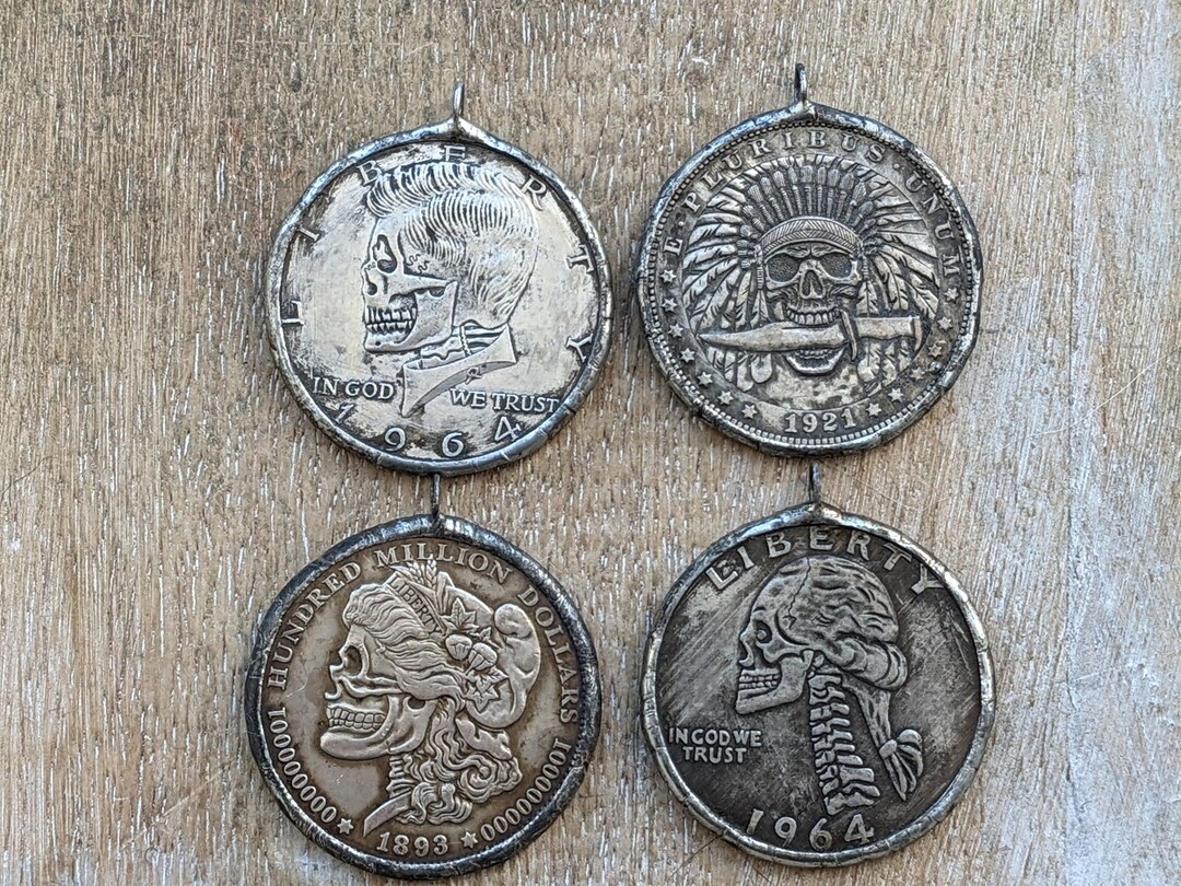 Large Skull and Eagle Soldered Coins 1pc. Replica Gothic - Etsy