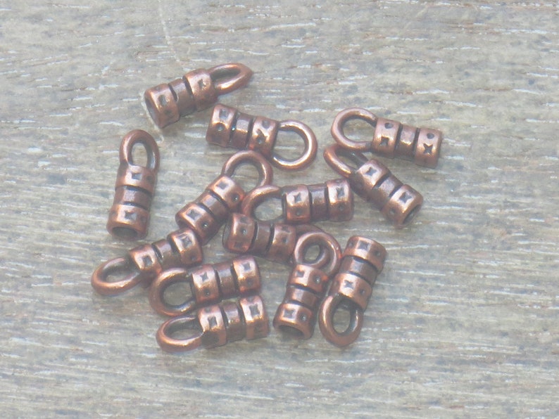 1mm Antique Copper Crimp End With Loop Leather Crimp 10pcs. | Etsy