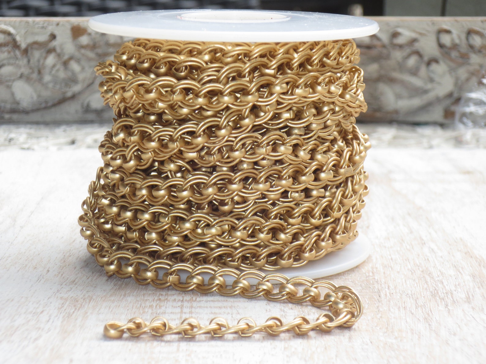 Matte Gold Double Link Curb Chain Double Link Chain | Etsy