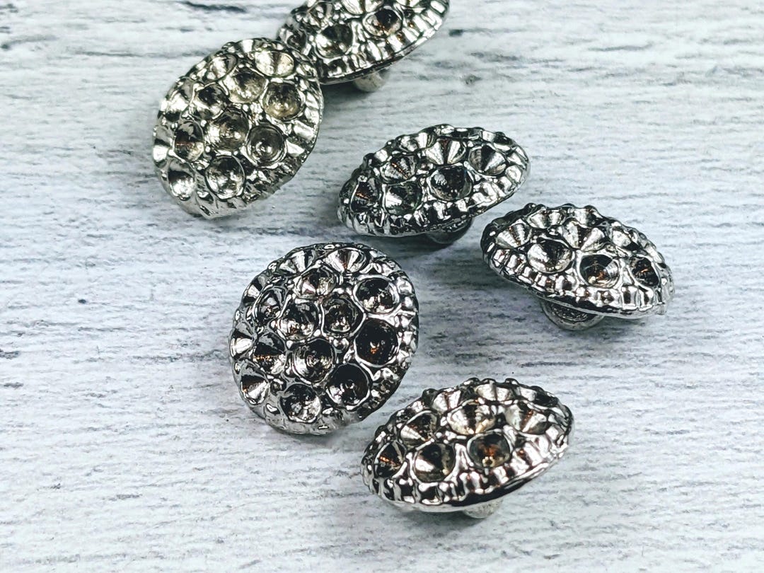 Vintage Metal With Silver Overlay Puckered Buttons, Dotted, Ornate ...