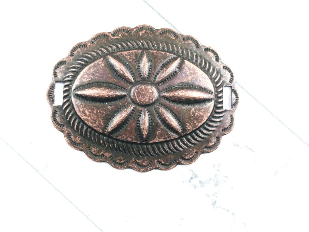 Large Antique Copper Ox Textured Flower Concho Connector, Link, 1pc ...