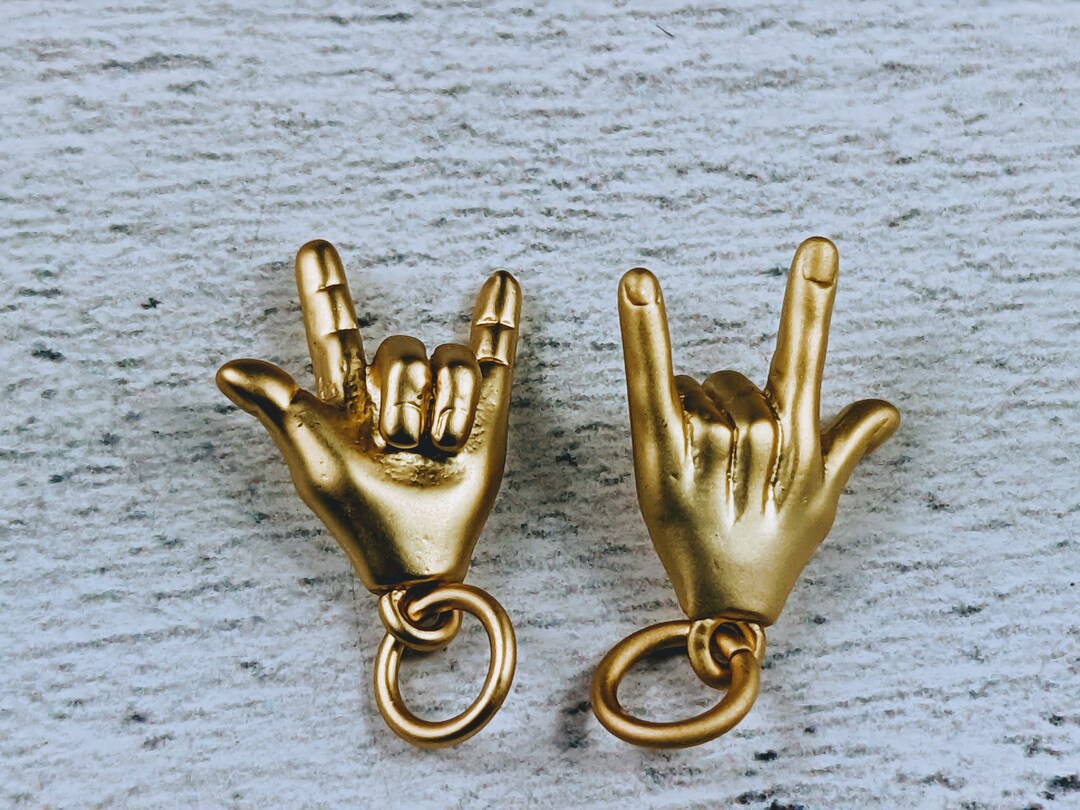 Matte Gold Peace or Love Hand Sign Charms - Etsy