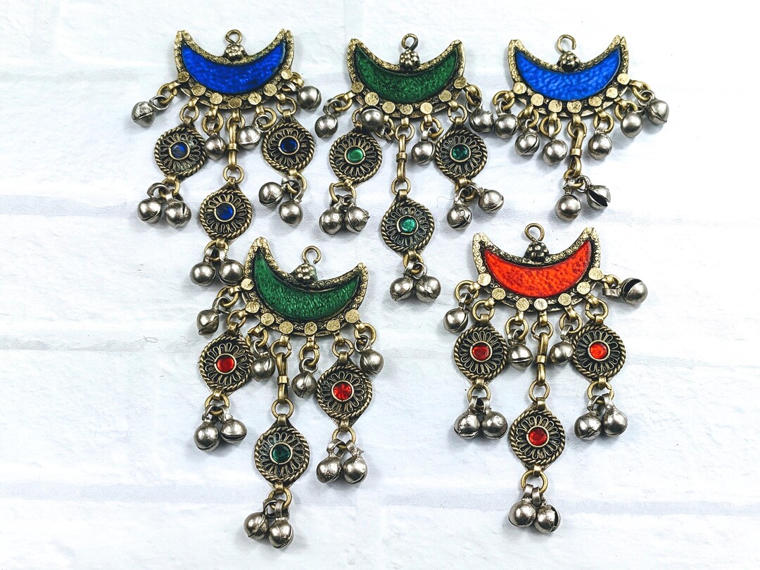 Acrylic Inlay Jingle Dangle Crescent Pendants, Ethnic, Afghan, Trial ...