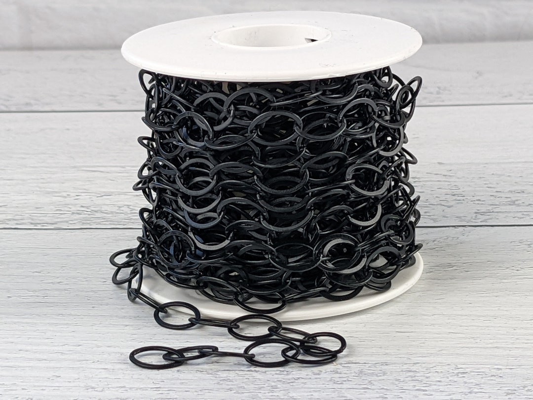 Matte Black Flattened Oval Link Cable Chain, 12x9mm - Etsy