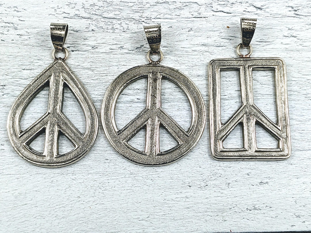 Large Tibetan Ornate Silver Peace Sign Pendants, Cutout Design, Nepal ...