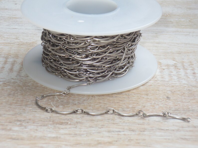 Curved Bar Chain in Antique Silver Bar Chain | Etsy