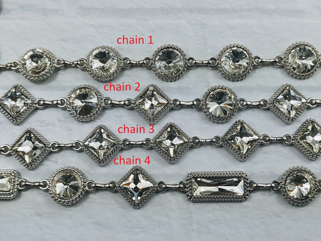 Faceted Glass Antique Silver Vintage Style Chains, Connector, Ornate ...