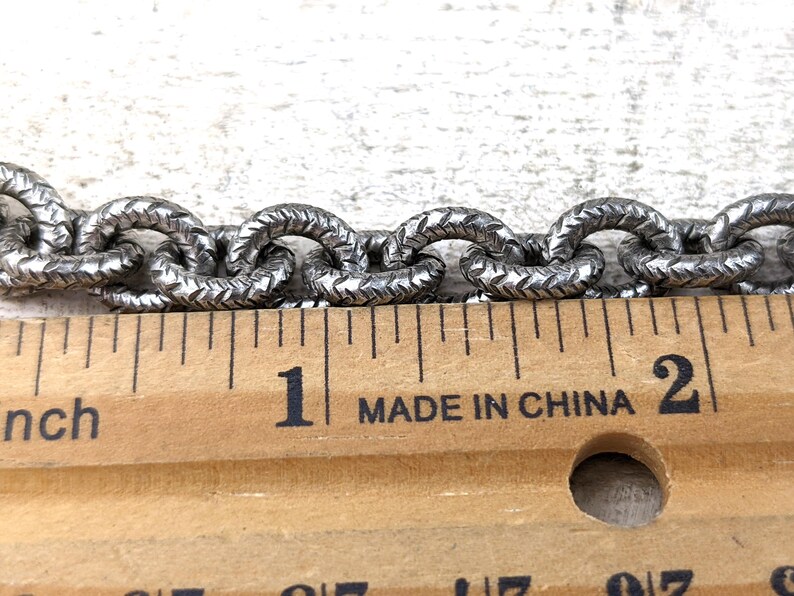 Antique Silver Textured Oval Link Cable Chain, Thick and Heavy Gauge ...