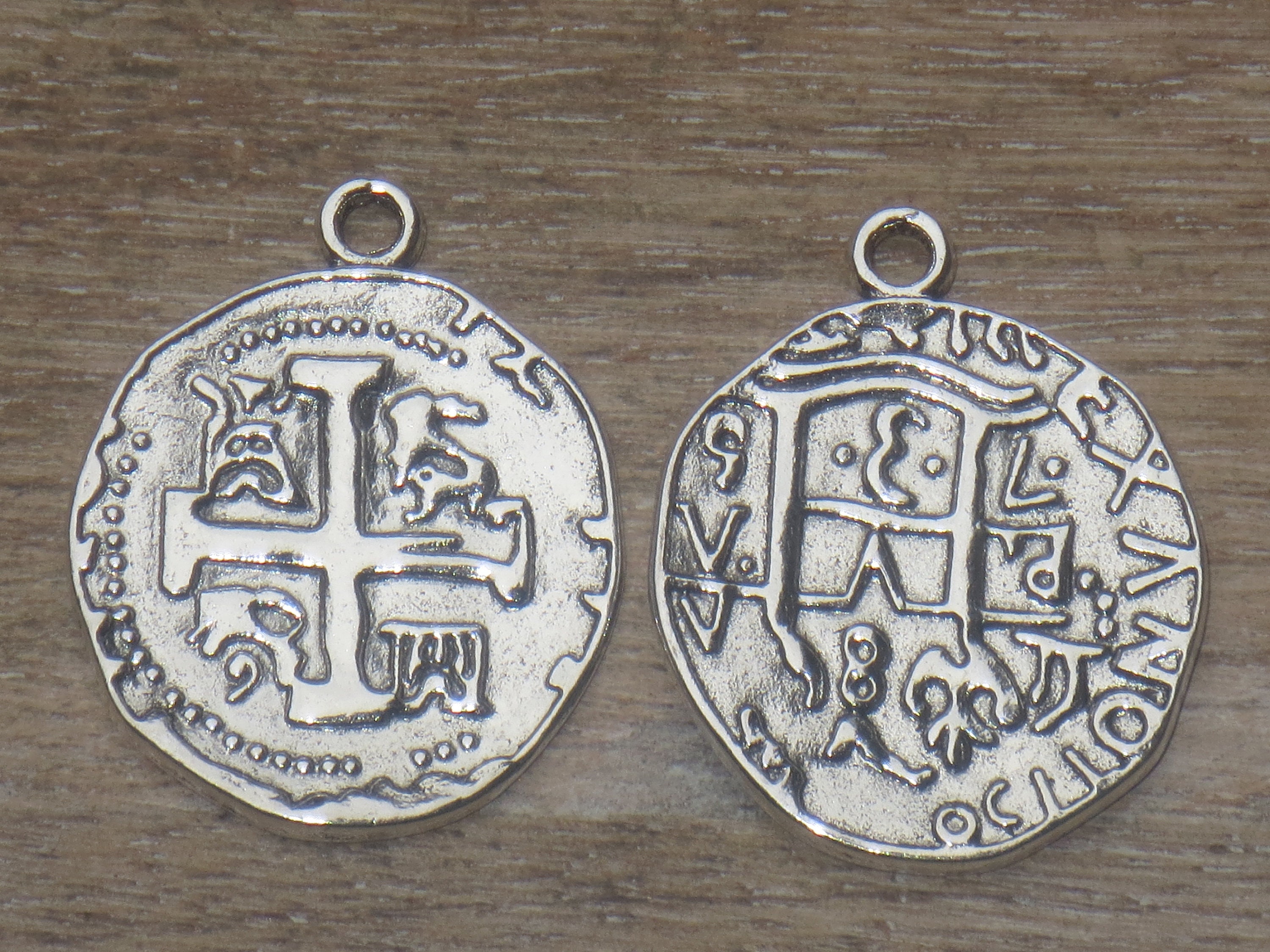 Silver Roman Coin Cross Double Sided Charm Religious | Etsy