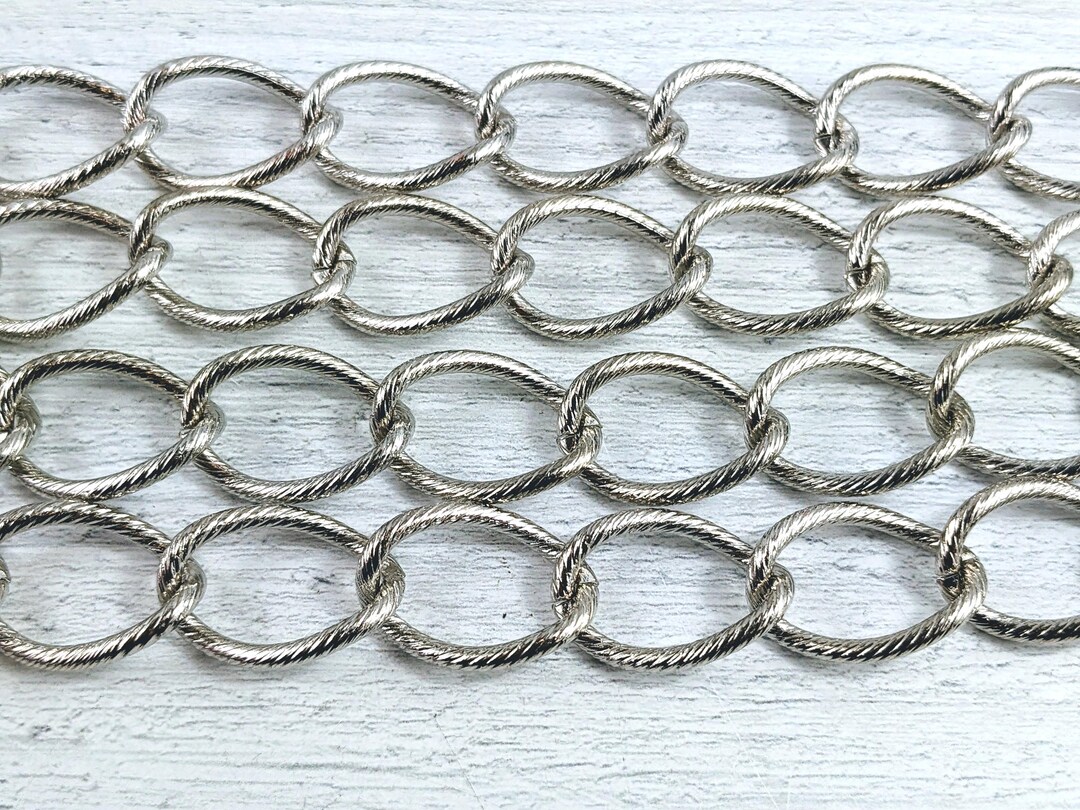 Large Antique Silver Textured Curb Chain, Thick Gauge, 21x13mm - Etsy