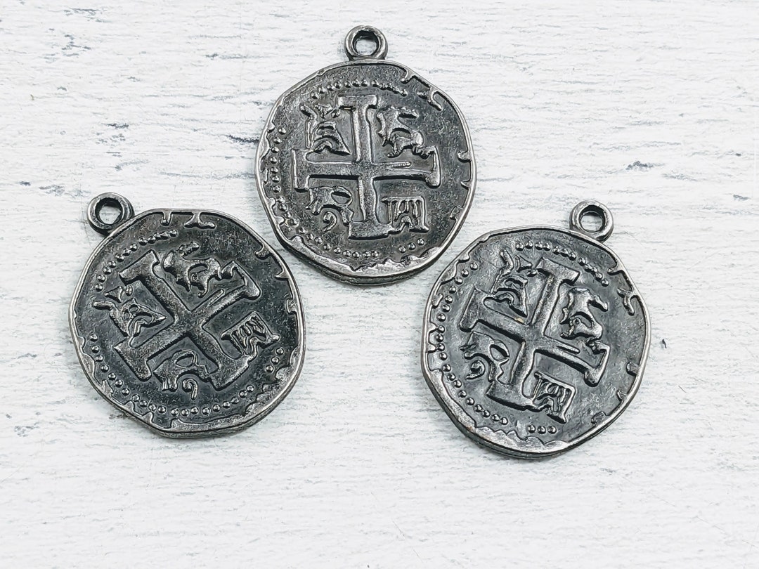 Gunmetal Roman Coin Cross Double Sided Charm, Religious, Spiritual ...