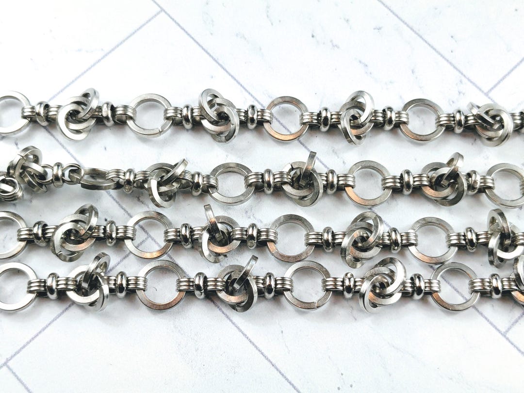 Unique Antique Silver Ox Triple Circle Link Chain, Moving Links ...