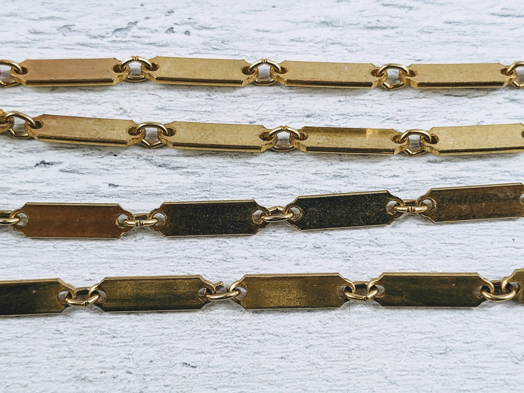 Vintage Gold Plated Flat Bar Chain, 22x8mm, 3ft. Link - Etsy