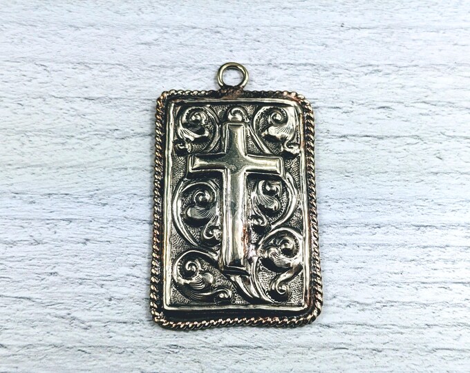 Tibetan Silver Ornate Cross Rectangle Pendant, 1pc. Nepal, Ethnic ...