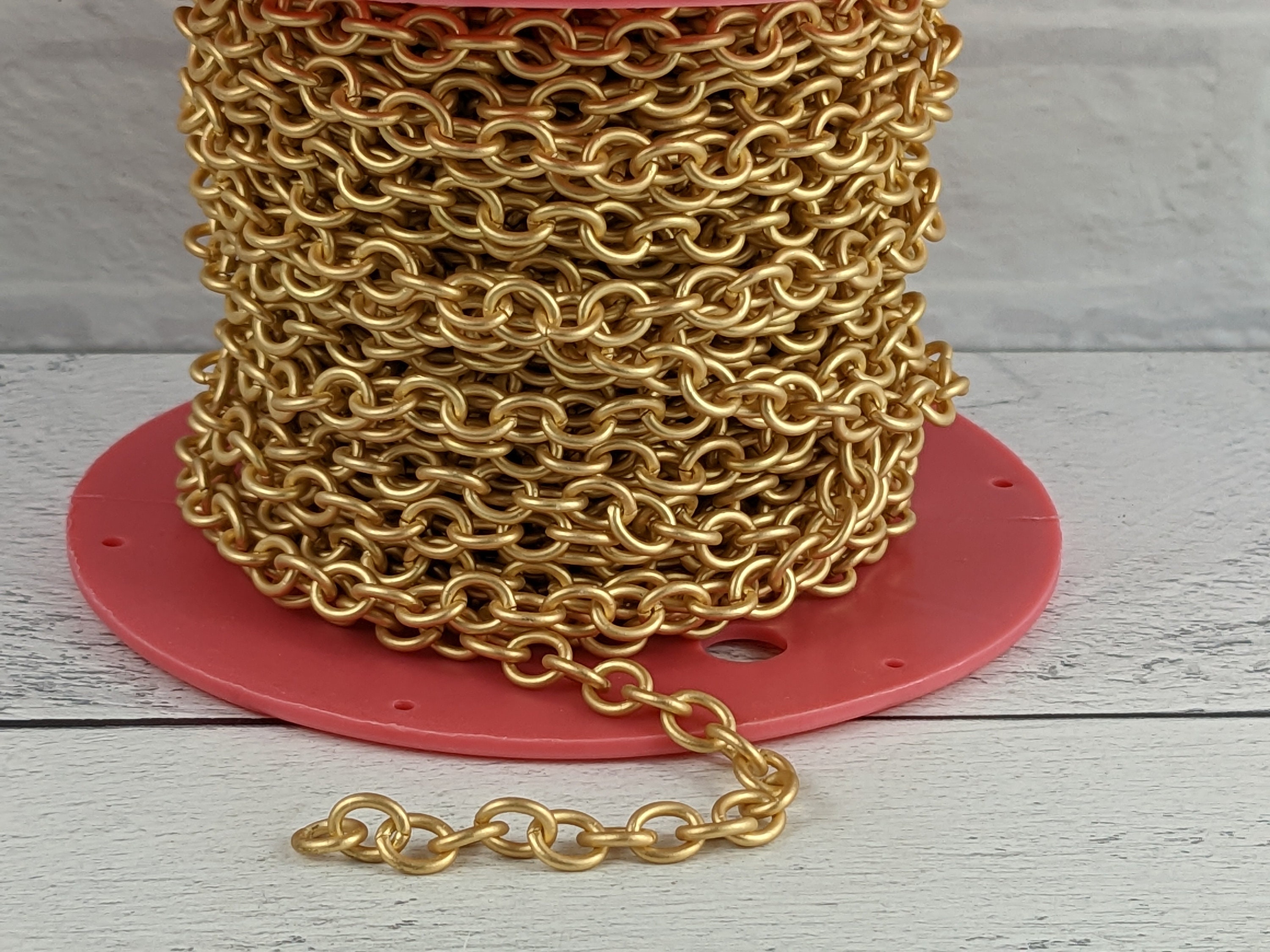 Small Heavy Matte Gold Link Chain - Etsy