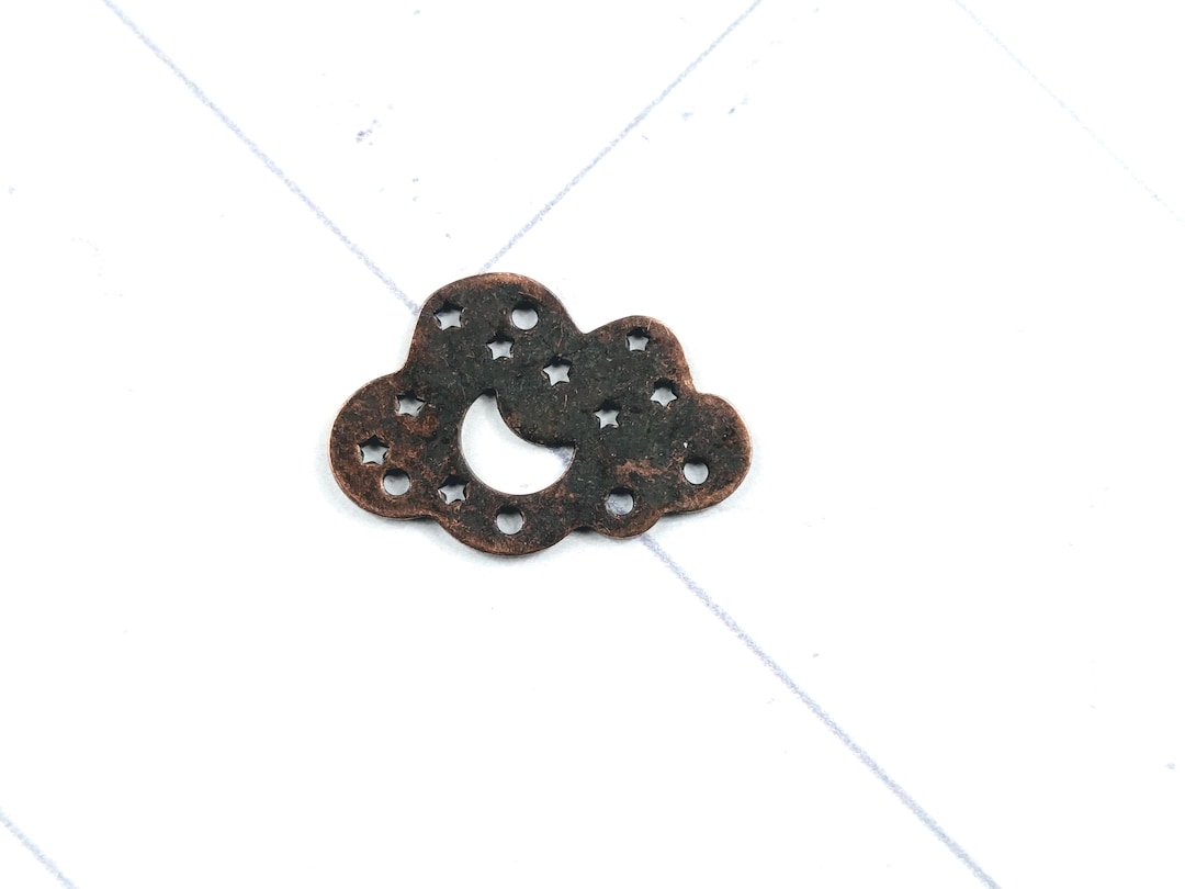 Antique Copper Ox Plated Cloud With Moon and Stars Charms, 1pc. Lunar ...