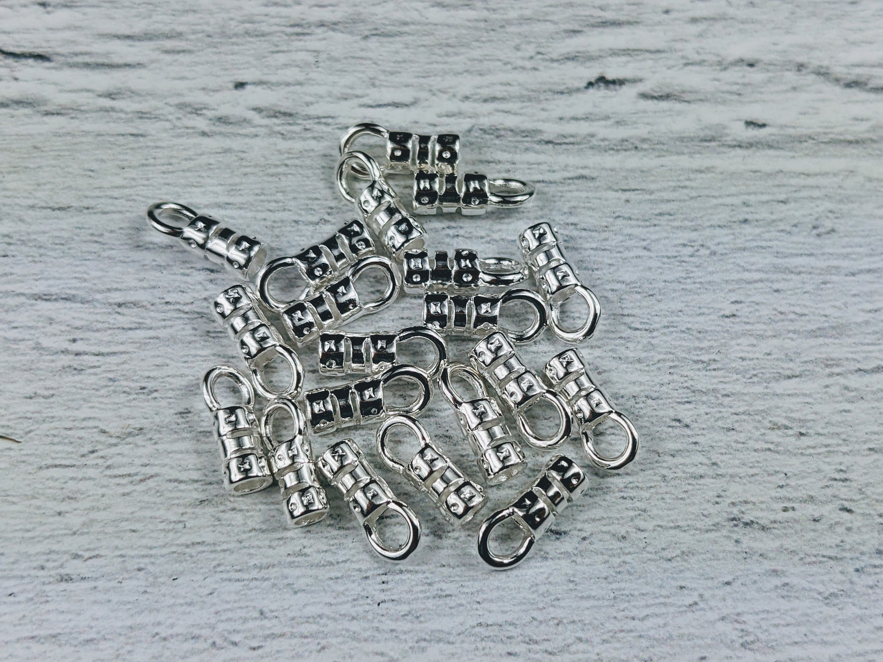 2.5mm Silver Plated Crimp End With Loop, Leather Crimp, 10pcs. - Etsy