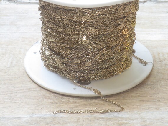 Gold Plated Filigree and Link Chain Dainty Ornate | Etsy