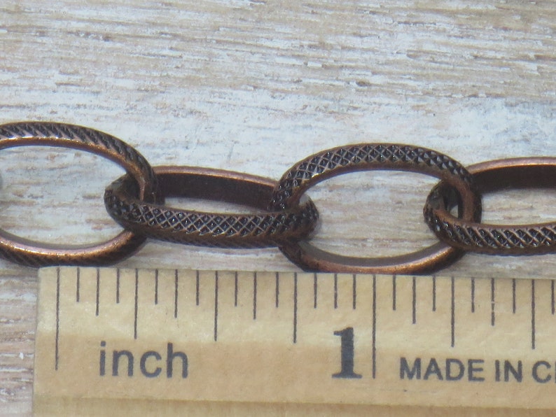 Antique Copper Gothic Textured Link Chain 11x17mm Oval Link - Etsy