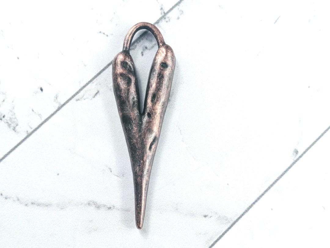 Antique Copper Ox Plated Hammered Heart Pendant, Love, 60x18mm - Etsy