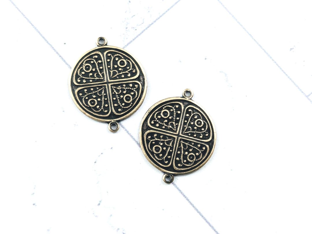 Antique Brass Ox Round Cross Connectors, 2pcs. Links, 18mm, Charms ...